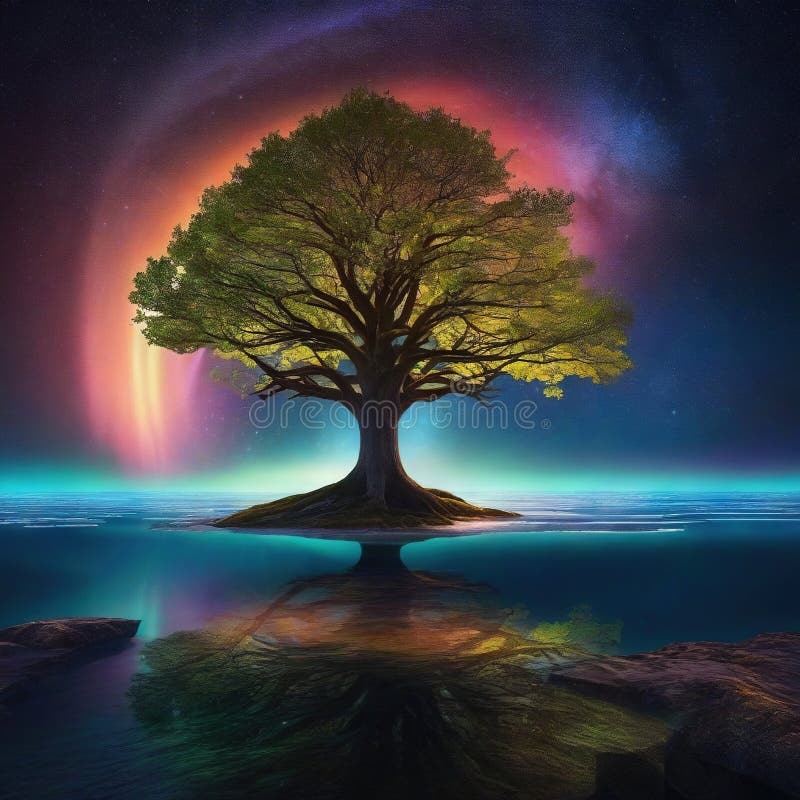 Yggdrasil the Eternal Tree in the Middle of the Stock Illustration ...