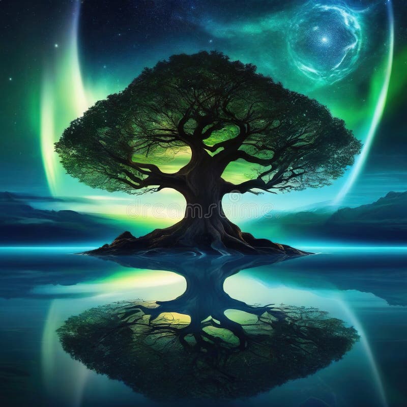 Yggdrasil the Eternal Tree in the Middle of the Stock Illustration ...