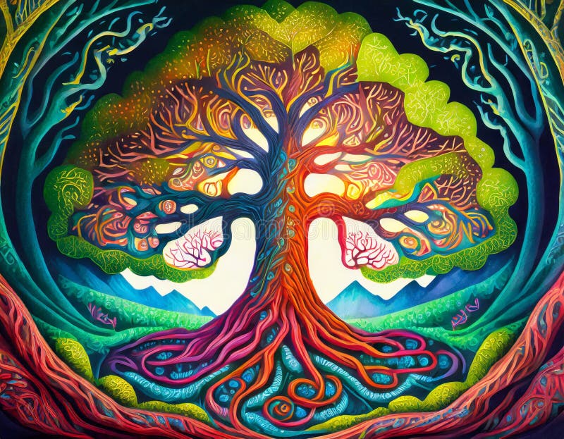 Yggdrasil, the Tree of Life Stock Illustration - Illustration of ...