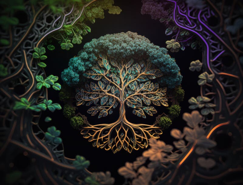 Yggdrasil World Tree Concept Created with Generative AI Technology Stock Illustration ...