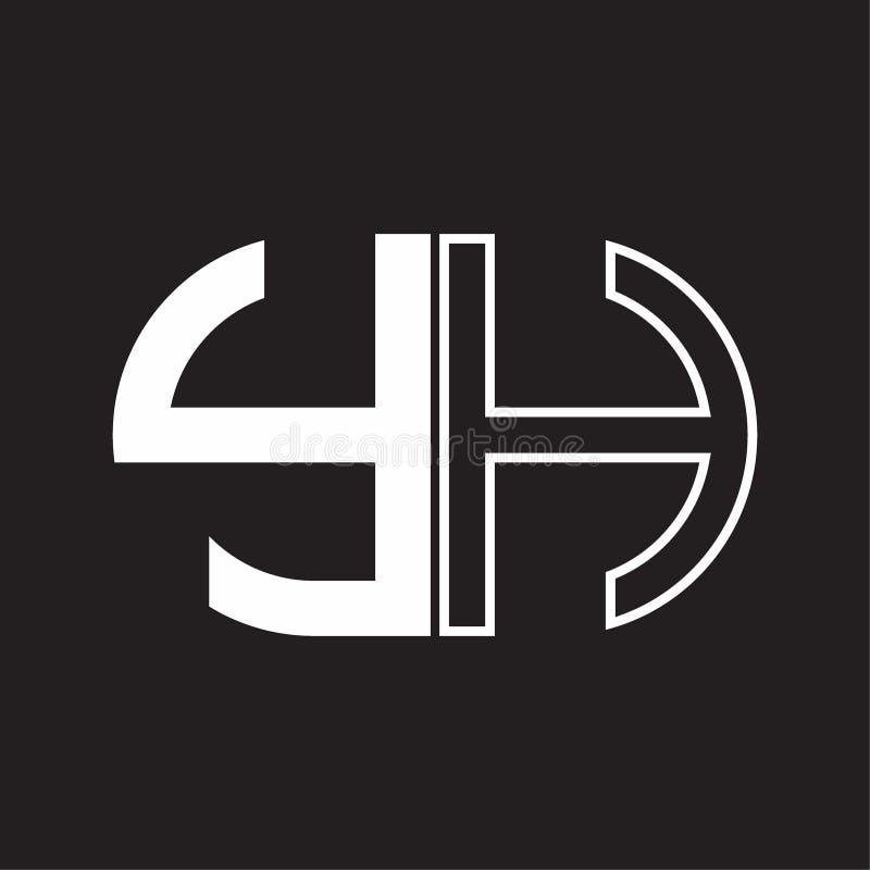 YH Letter Logo Monogram with Oval Shape Negative Space Design Template ...