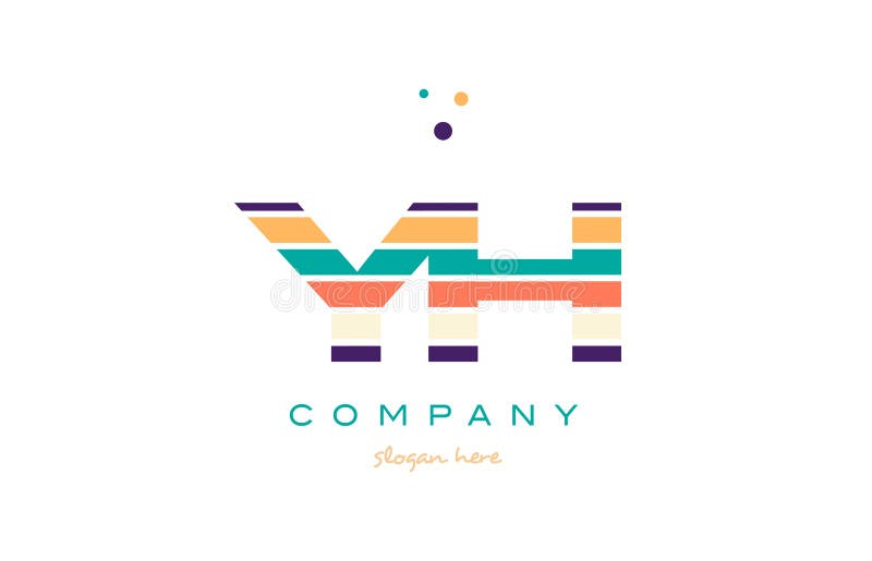 Yh Y H Line Stripes Pastel Color Alphabet Letter Logo Icon Template Vector Stock Vector