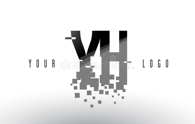 Yh Y H Pixel Letter Logo With Digital Shattered Black Squares Stock Vector Illustration Of