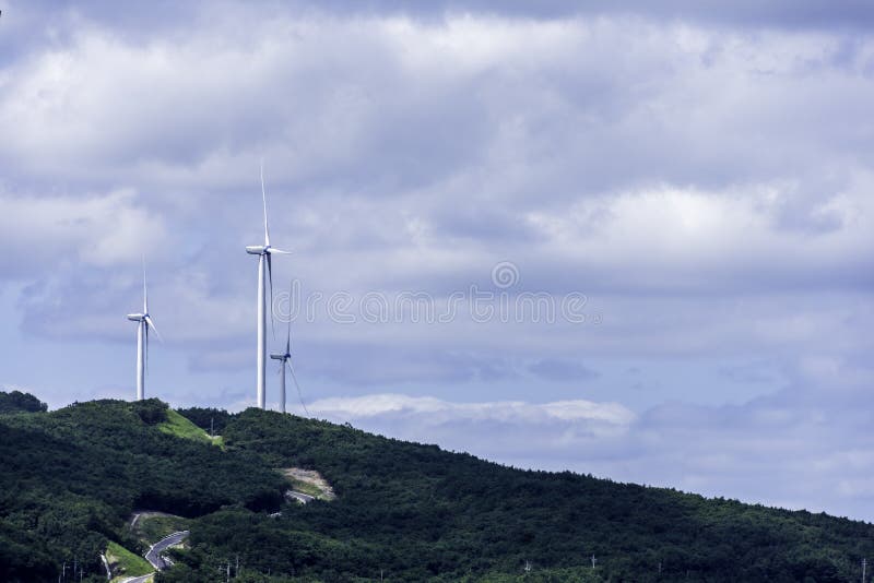 Yhe Wind Mill Tower on the Hill Stock Image - Image of hill, blue ...