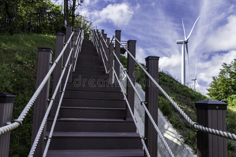 Yhe Wind Mill Tower on the Hill Stock Image - Image of hill, windmill ...