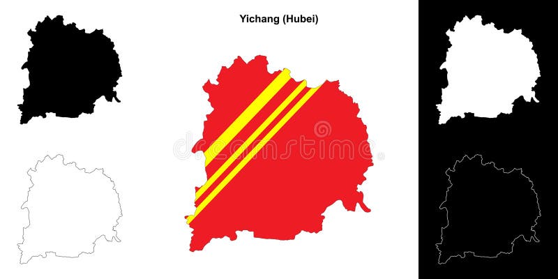 Yichang outline map stock illustration. Illustration of boundaries ...