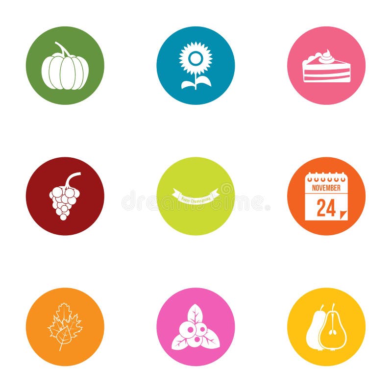 Yield Icons Set, Flat Style Stock Vector - Illustration of breakfast ...