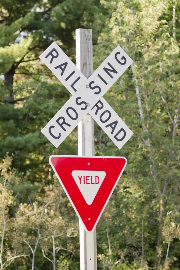 Yield at Railroad Crossing stock image. Image of railroad - 21043481
