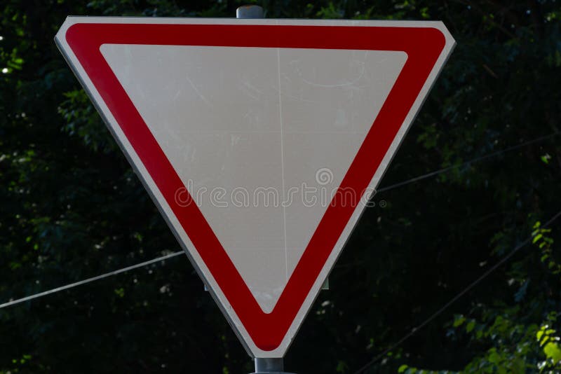 Yield Road Sign with Tree in the Background Stock Photo - Image of ...