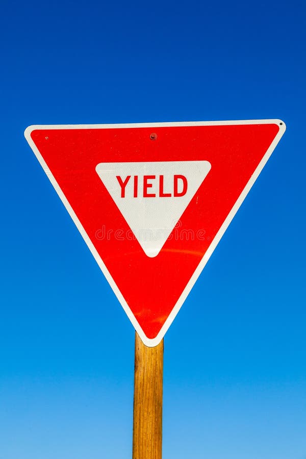 Yield Sign at the Highway with Blue Sky Stock Photo - Image of signage ...