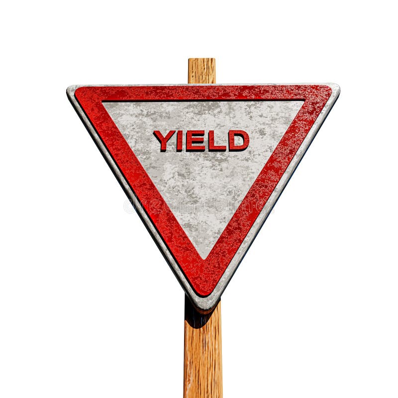 Yield Street Sign Isolated on White Background Stock Illustration ...