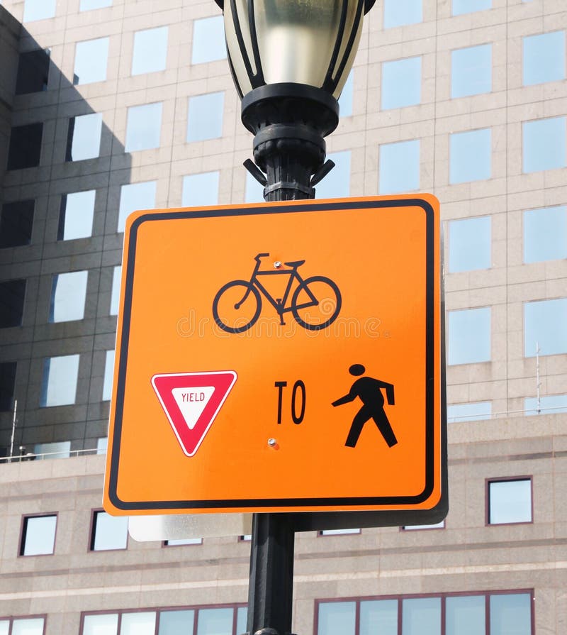 Bicycles Yield To Pedestrians Sign Stock Photos - Free & Royalty-Free ...