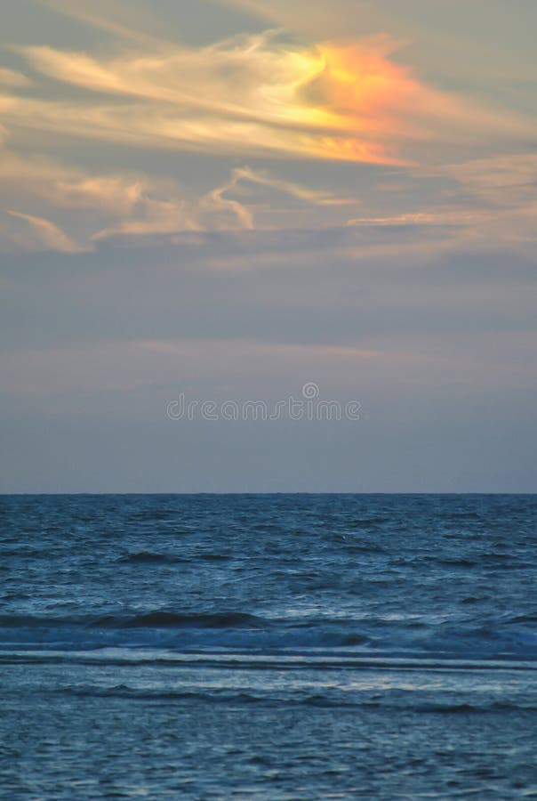 Yiew Over the Open Ocean from Evening Beach at Sunset Time Stock Image ...