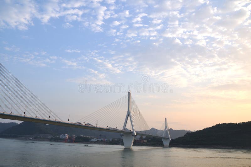 Yiling Yangtze River Bridge 8 Stock Image - Image of cloud, suspension ...