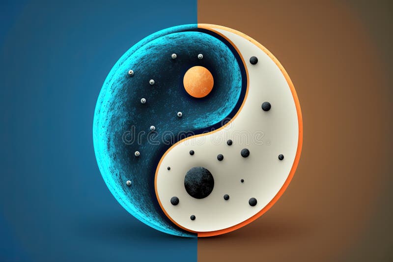 Yin E Yang Assinam Em Um Plano De Fundo Azul Ilustração Stock ...