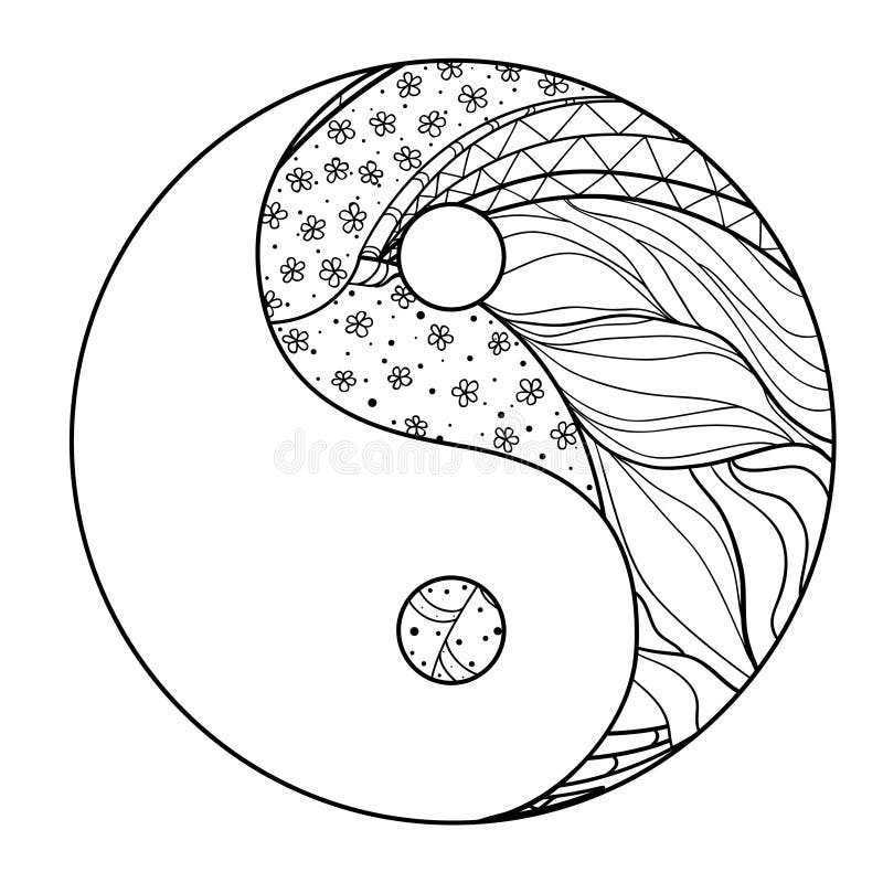 Yin e yang Zentangle illustrazione vettoriale. Illustrazione di ...
