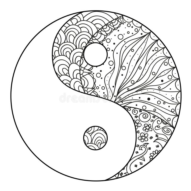 Yin und Yang Zentangle vektor abbildung. Illustration von erwachsener ...