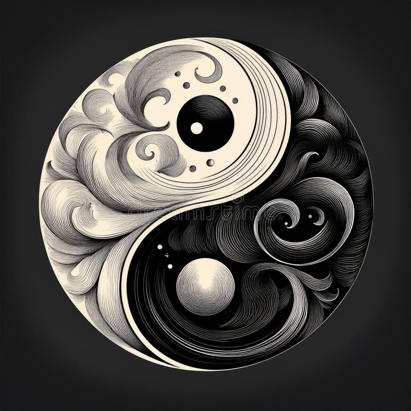 Yin and yang, AI generated stock illustration. Illustration of japanese ...