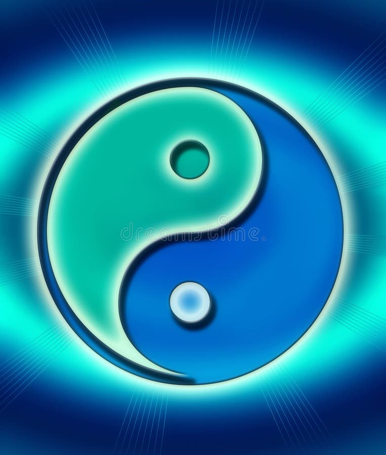 Yin-yang in blue green stock illustration. Illustration of good - 3576882