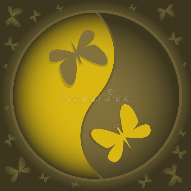 Yin-yang with butterflies stock illustration. Illustration of ...