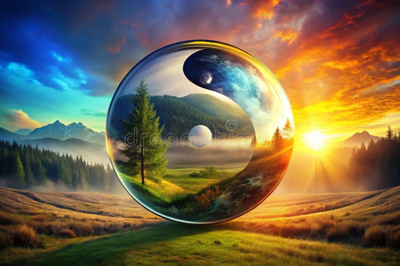 Yin Yang Button Double Exposure a Visual Meditation on Balance and ...