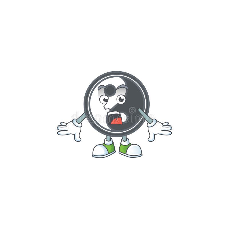 Yin Yang Cartoon Character Design On A Surprised Gesture Stock Vector Illustration Of