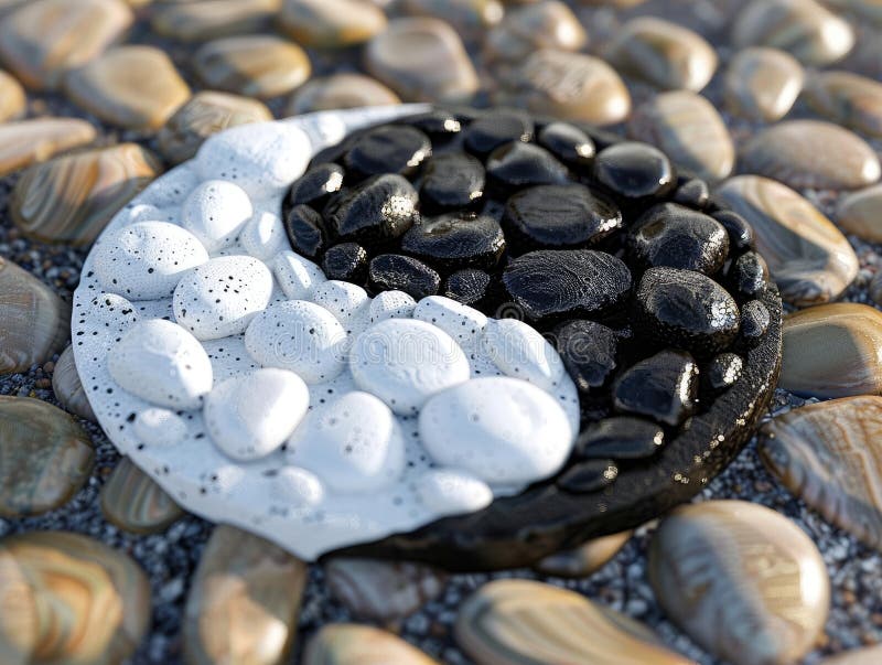 Yin Yang Formed by Natural Stones Stock Illustration - Illustration of ...