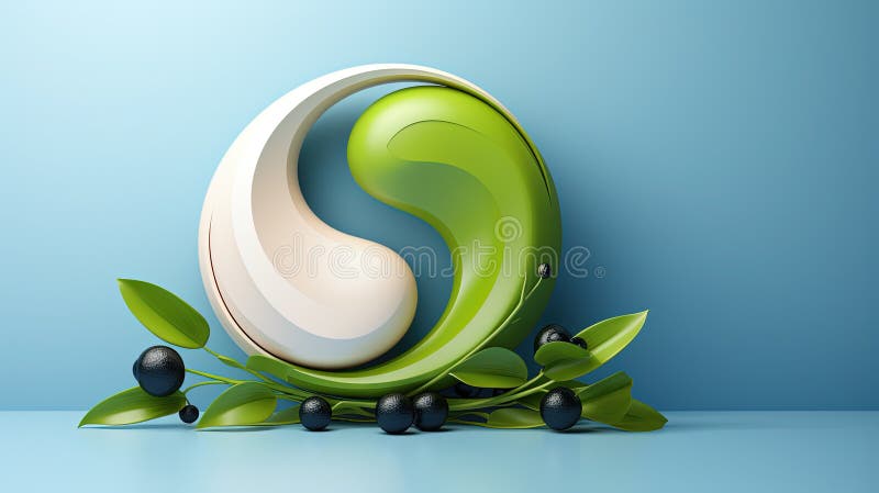 Yin and Yang Green and Blue Color Symbol on Green Background Stock ...