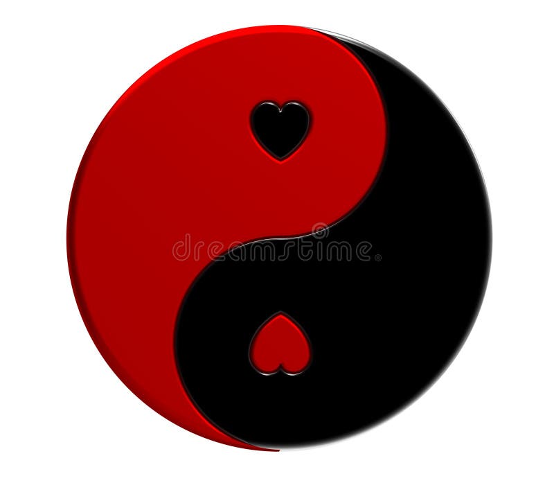Yin Yang with Hearts stock illustration. Illustration of harmony - 4072586