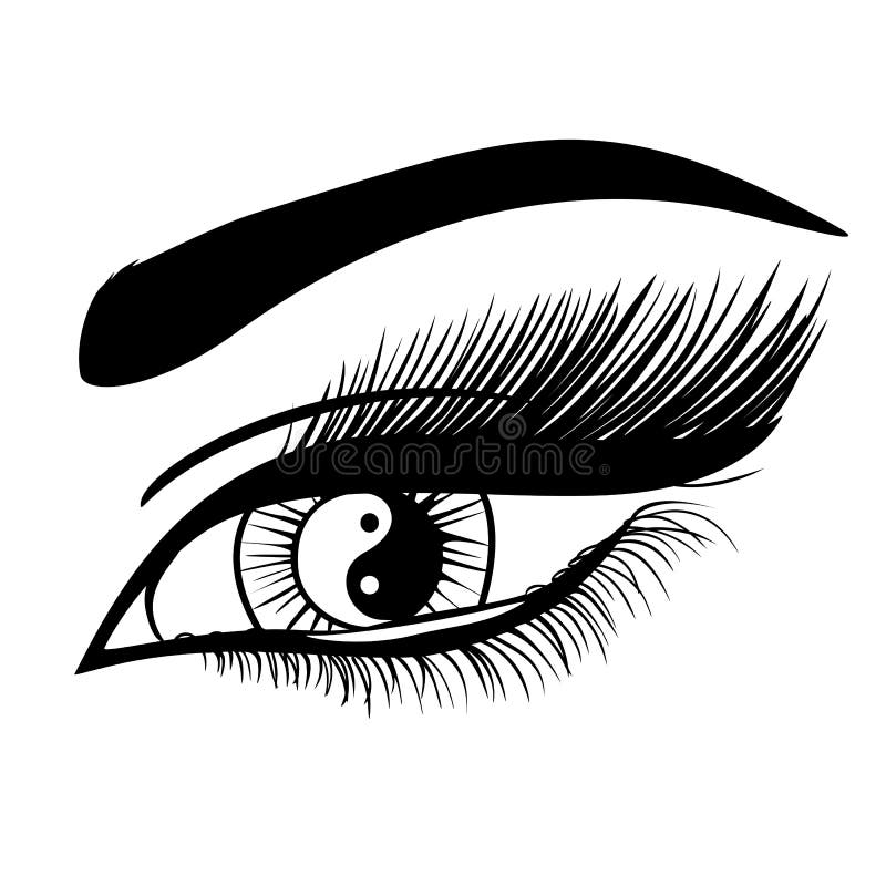 Yin and Yang in her eyes stock vector. Illustration of look - 223391694