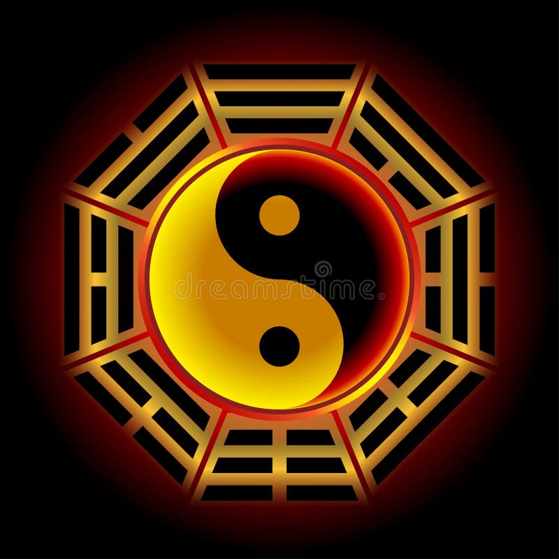 Yin yang & i ching stock vector. Illustration of china - 208602564