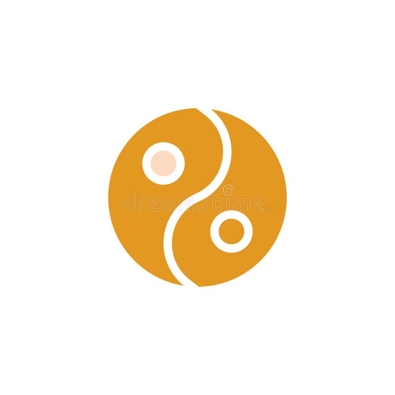 Yin and Yang Icon Solid Orange Yellow Colour Chinese New Year Symbol ...
