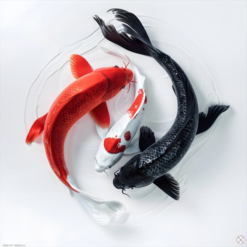 Koi Fish Form a Yin Yang Formation Stock Illustration - Illustration of ...