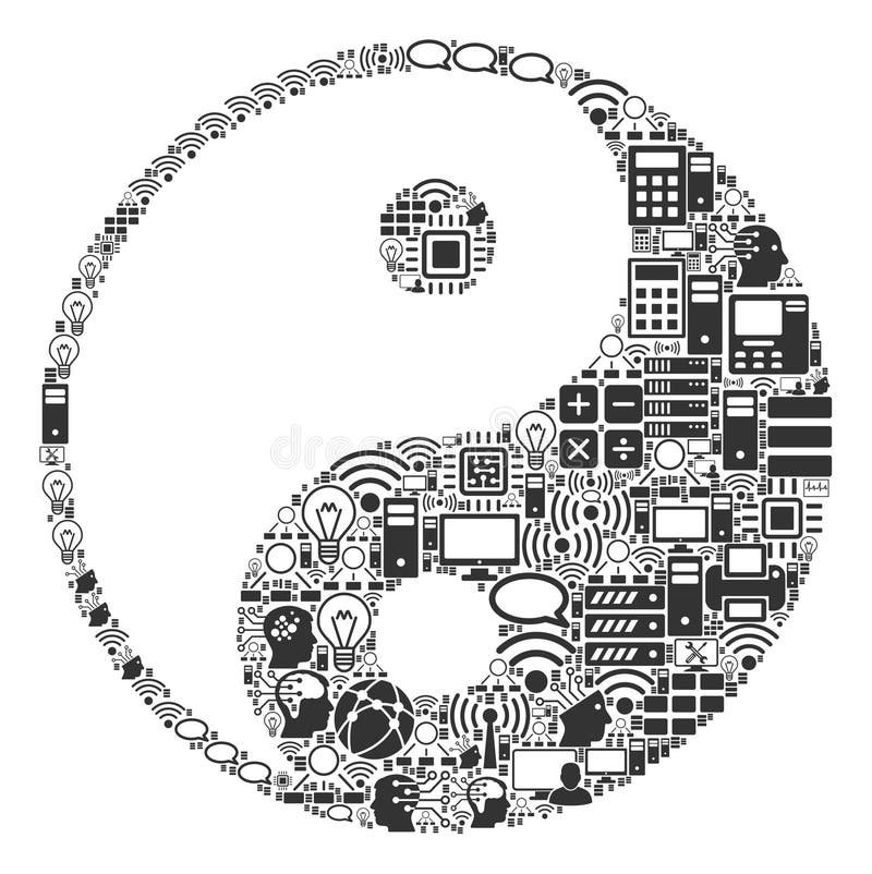 Yin Yang Mosaic Icon For Bigdata And Computing Stock Vector