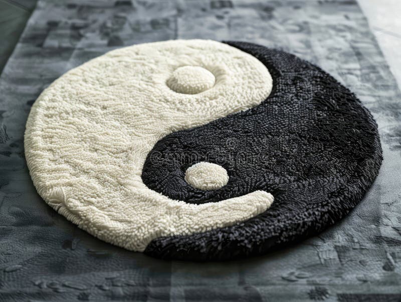 Yin Yang Rug on Textured Floor Stock Illustration - Illustration of ...