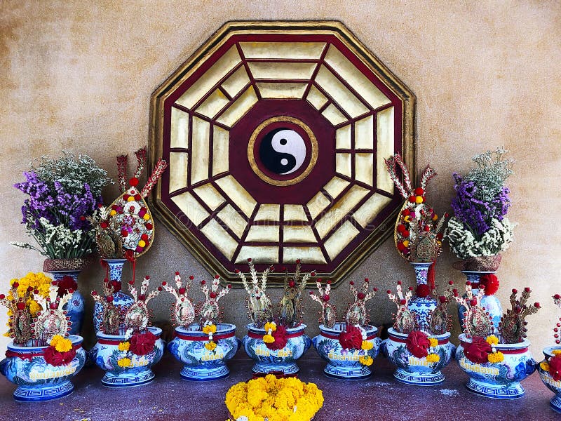 The Yin Yang Sign Attached To the Wall of a Chinese Shrine Stock Photo ...