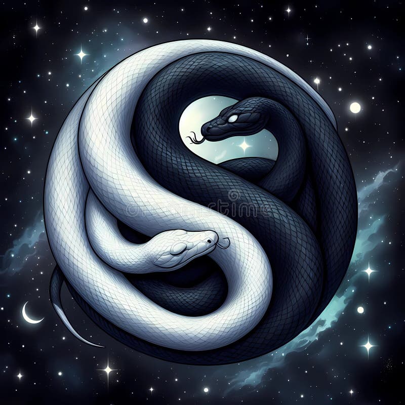 Yin and Yang snakes stock illustration. Illustration of dream - 315650594