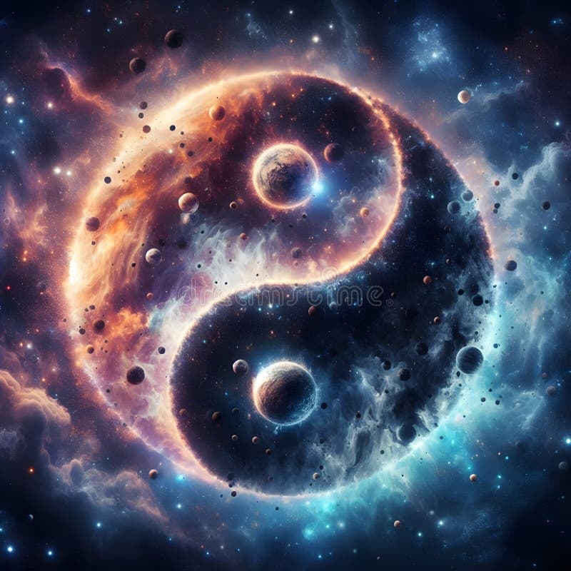 Yin yang space stock illustration. Illustration of galaxy - 323310180