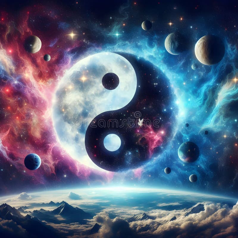 Yin yang space stock illustration. Illustration of universe - 323310167