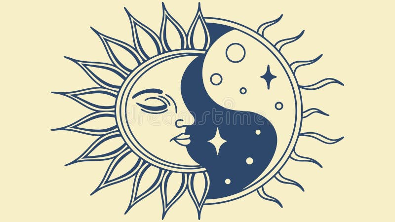 Yin Yang Sun and Moon for Harmony and Duality, Vector Design Generative ...
