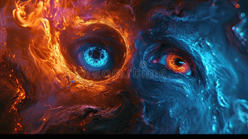 The Yin Yang Symbol, with Blue and Orange Eyes Stock Photo - Image of ...