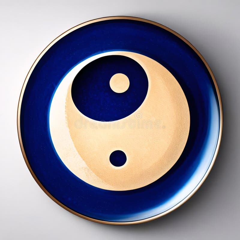 Yin and Yang Symbol in Blue and White Colors, Generative AI Stock ...