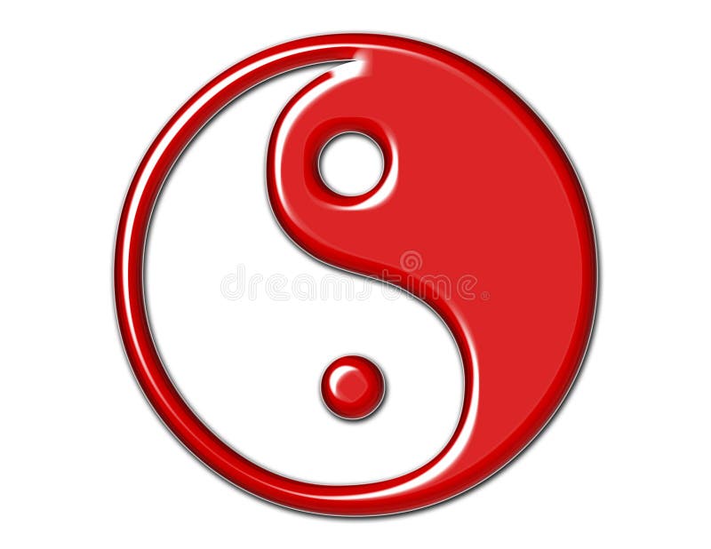 Yin Yang Symbol in Bright Red Stock Illustration - Illustration of ...