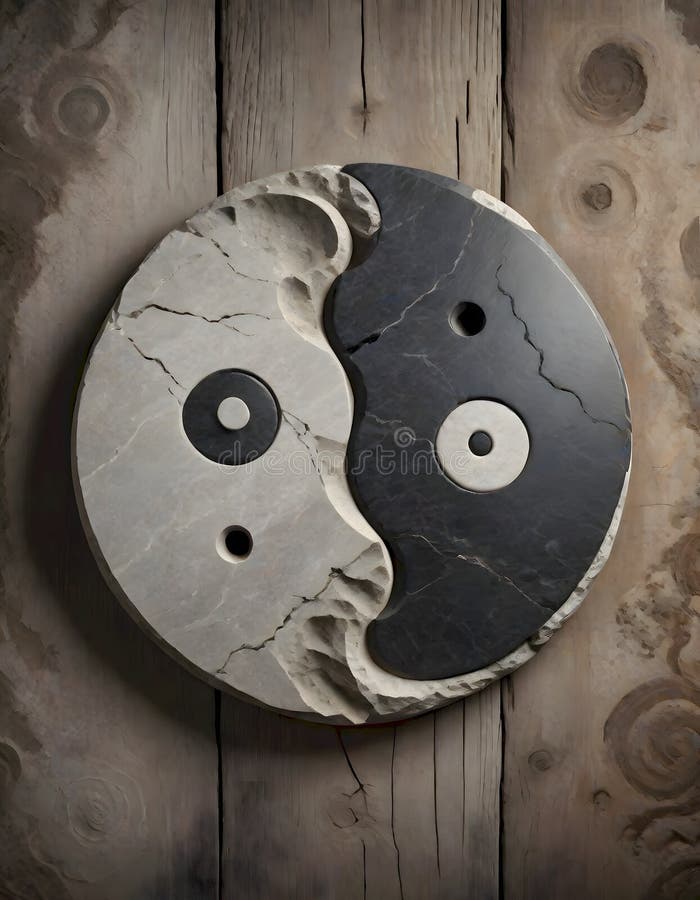 Yin and Yang Symbol Carved in Stone-Like Material, Generative AI Stock ...
