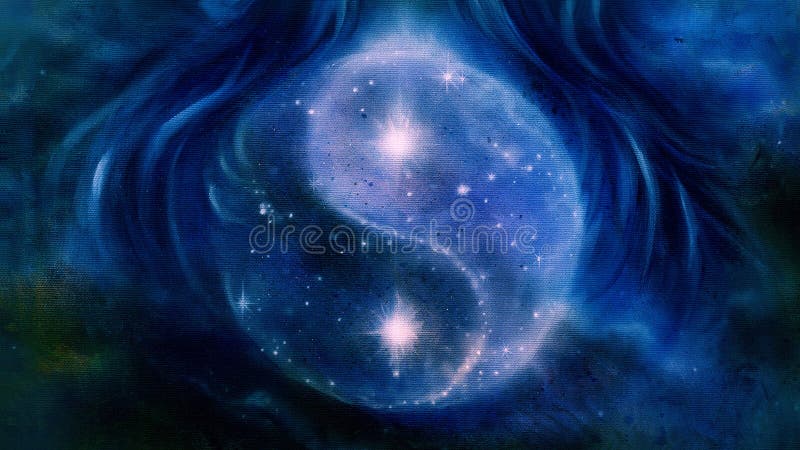 Yin Yang Symbol on Cosmic Space. Stock Illustration - Illustration of ...