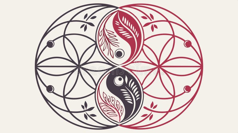 Yin Yang Symbol with Figures and Floral Elements, Balance and Harmony Vector Design Generative ...