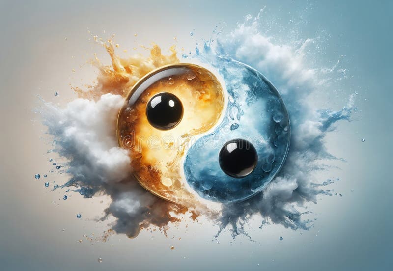 Yin Yang Symbol Made of Water, Isolated on Blue Background Stock Image ... Yin Yang Symbol Made of Water, Isolated on Blue Background Stock Image ...