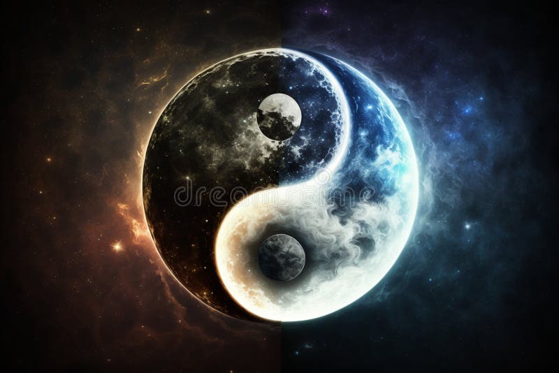 Yin and Yang Symbol in Space. AI Generated Stock Illustration - Illustration of chinese, peace ...
