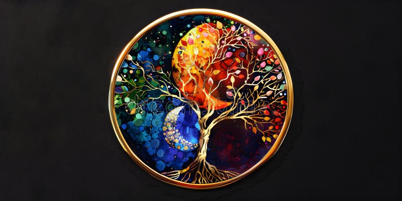 Yin-Yang Tree on Abstract Background Stock Image - Image of flora ...