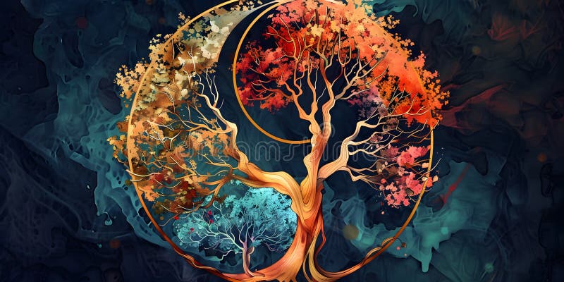 Yin-Yang Tree on Abstract Background Stock Photo - Image of asia, yang ...